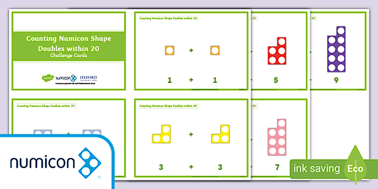 Counting Numicon Shape Doubles within 20 Challenge Cards